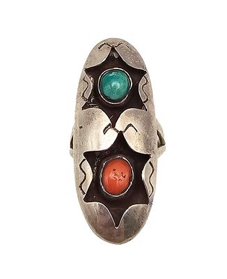 Lot 78 - Jesse Thompson Navajo Coral Turquoise Sterling Silver Shadow ...