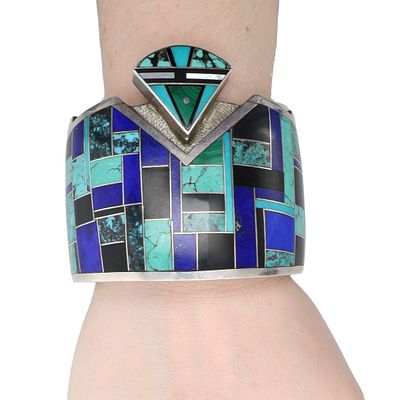 Lot 265 - Annabelle Peterson Navajo Sterling Multi Stone Inlay Cuff ...