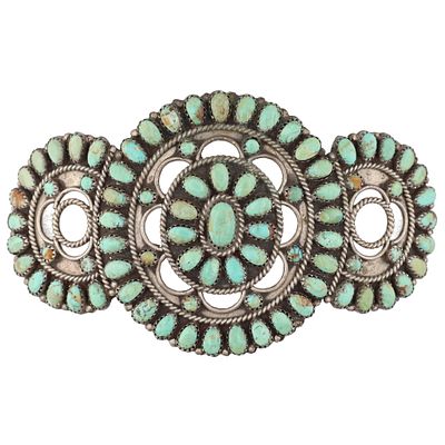 Lot 311 - Bernice Bonney Navajo Sterling Turquoise Cluster Hair Clip ...