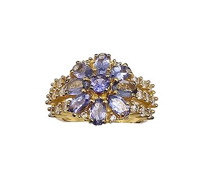 Lot 35 - Stauer Rhinestone Gold Over Sterling Silver Cocktail Ring Size ...