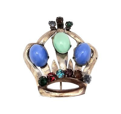 Lot 228 - Sterling By Glamour Rhinestone Sterling Silver Crown Brooch ...