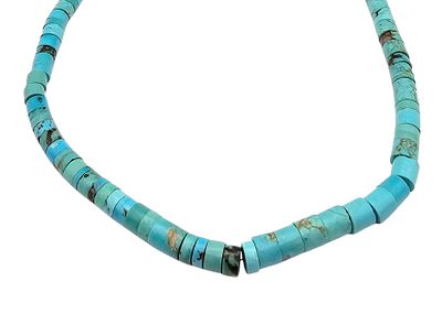 Lot 415 - Vintage Navajo Turquoise Disk Sterling Bead Necklace | Retro ...