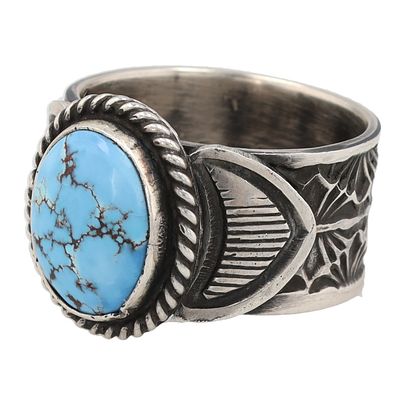 Lot 98 - Sunshine Reeves Navajo Sterling Golden Hills Turquoise Heavy ...