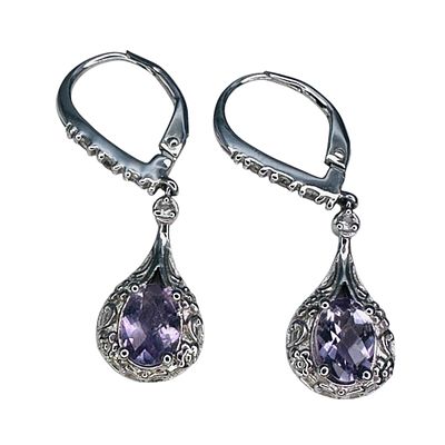 Lot 81 - AMETHYST, Sterling Silver Teardrop Jacket Earrings Unknown ...