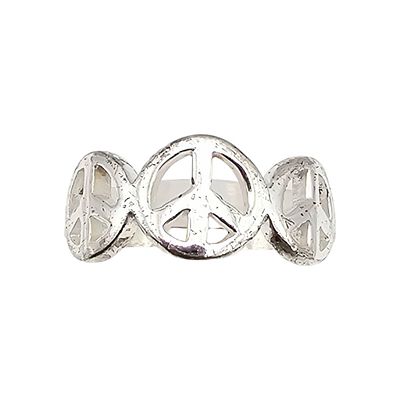 Lot 95 - FAS Sterling Silver Peace Sign Ring Size 5.75 2.6 G | Retro ...