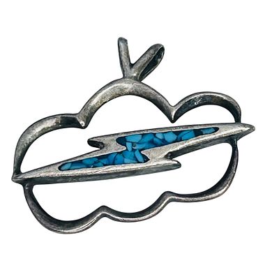 Lot 49 - Native Signed Sterling Cloud, Lightning Strike Inlaid ...