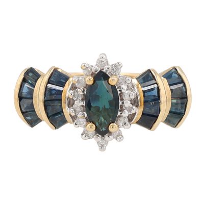 Lot 118 - 10K Gold Diamond Sapphire 10K Gold Cocktail Ring Size 7 5 ...