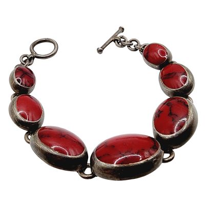 Lot 151 - Vintage Mexico Red Jasper Sterling Bracelet | Retro Roadshow