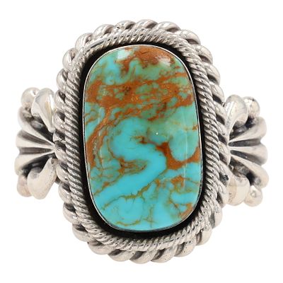 Lot 185 - Genevive Burnside Navajo Sterling Kingman Turquoise Ring ...