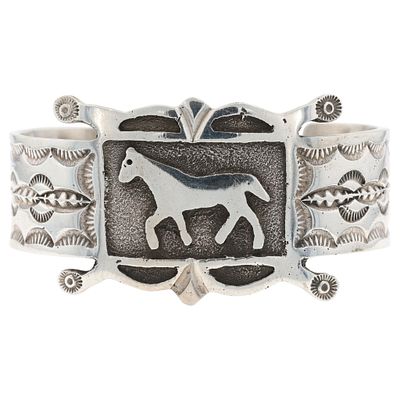 Lot 375 - Emerson Kinsel Navajo Sterling Silver Horse Cuff Bracelet ...