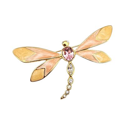 Lot 4 - Kenneth J Lane Enamel Rhinestone Gold Tone Dragonfly Brooch ...