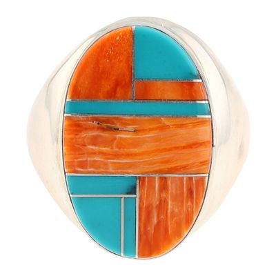 Lot 246 - Wilbert Gray Navajo Sterling Multi-Stone Inlay Ring | Retro ...
