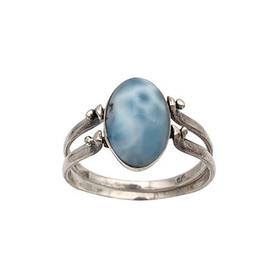 Lot 83 - Sterling Reversible Larimar and Amber Ring Sz 5.5 | Retro Roadshow