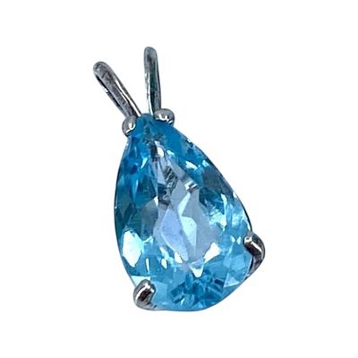 Lot 97 - Exquisite Pear Sky Blue Topaz Sterling Silver Pendant, 2.8g ...