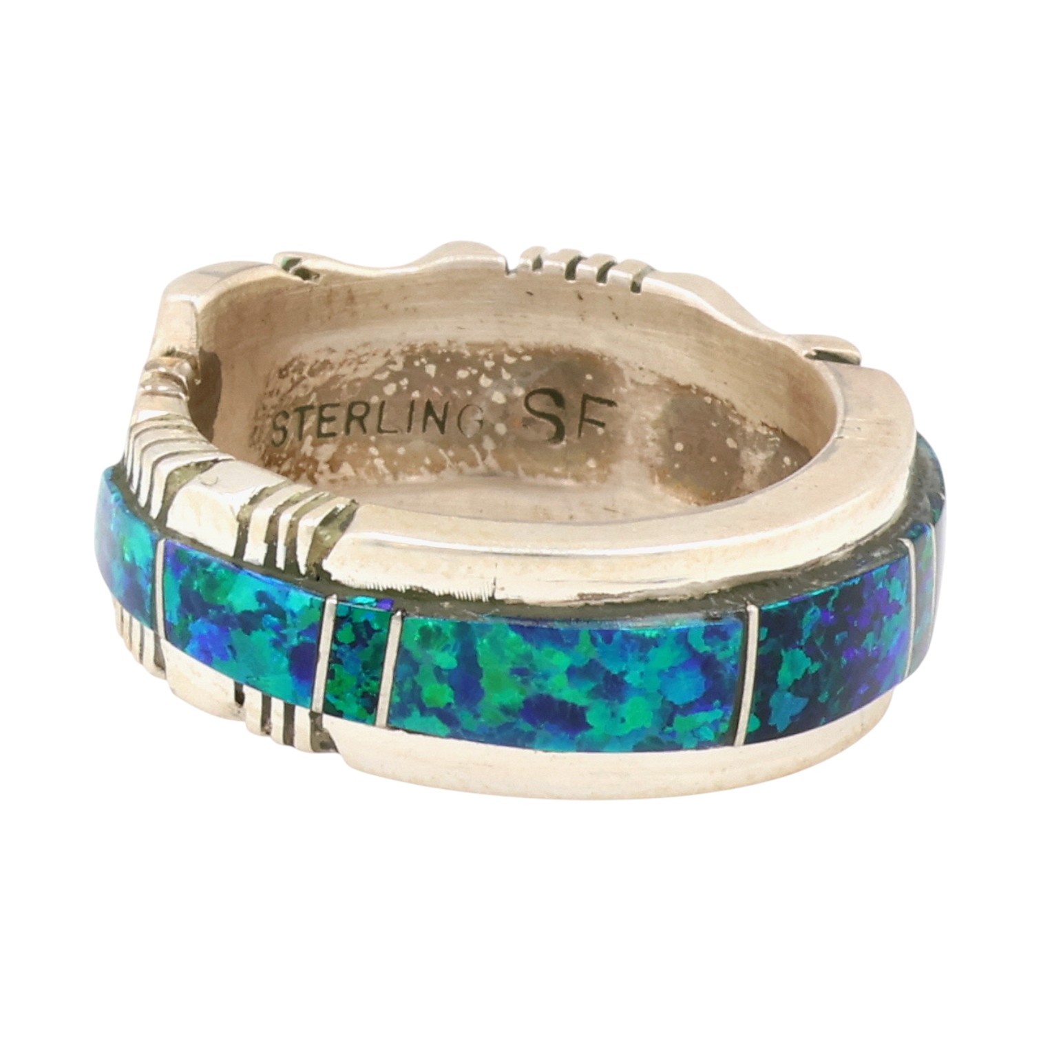 Lot 204 - Steve Francisco Navajo Sterling Opal Inlay Ring Sz 6.25 ...