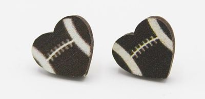 Lot 129 - WOODEN FOOTBALL HEART EARRINGS | R. Howard Collectible Auctions