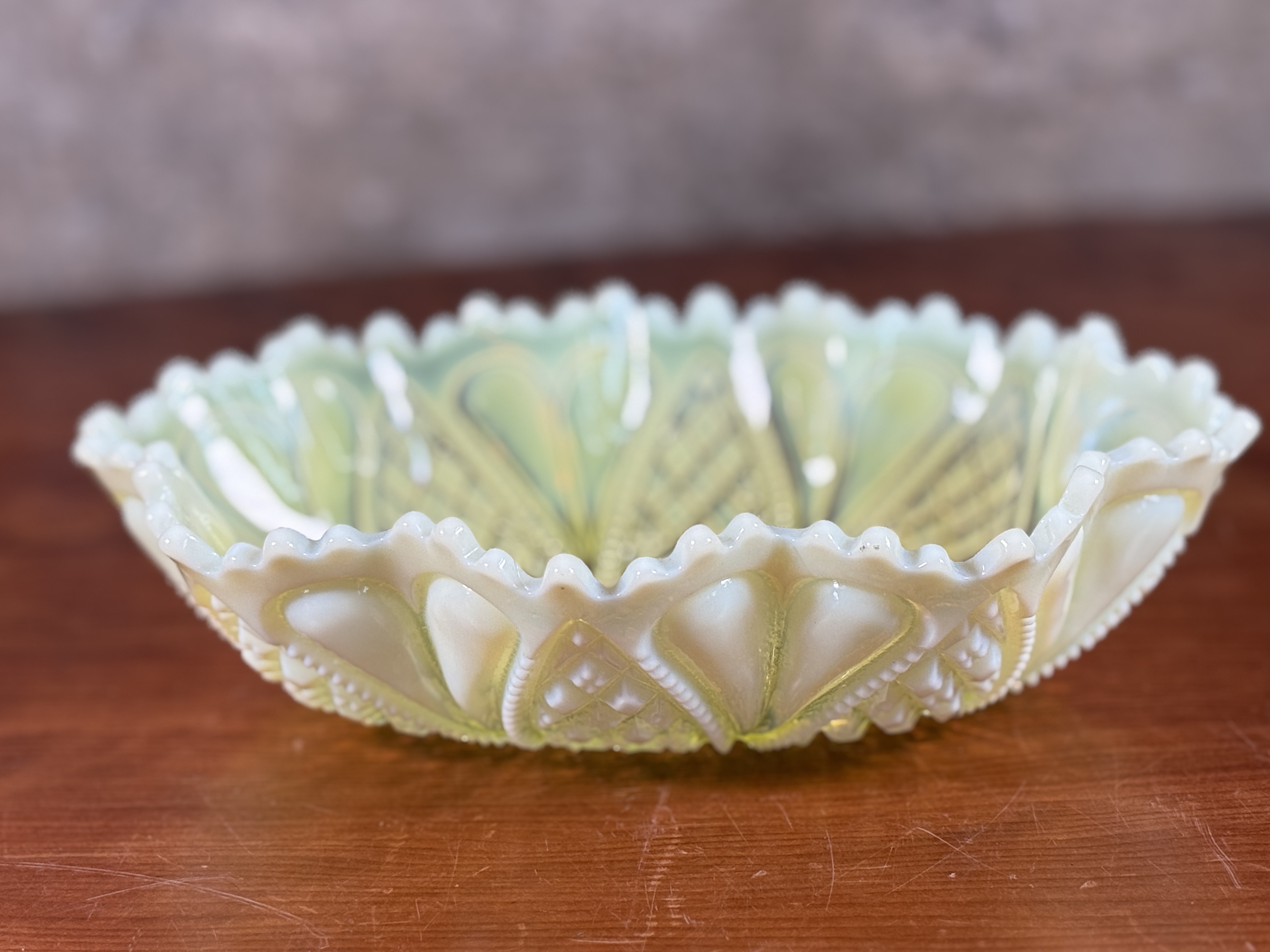 Lot 3 - DAVIDSON PRIMROSE PEARLINE VASELINE GLASS BOWL, "WILLIAM AND ...