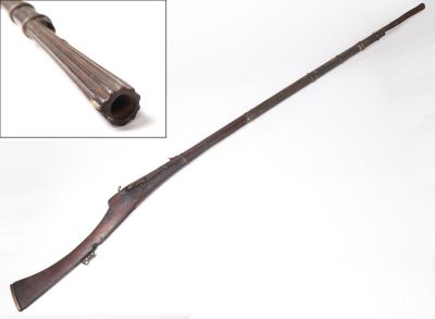 Lot 116 – Omani “Abu Fitila” Fluted Matchlock Long Gun Rifle, Circa ...
