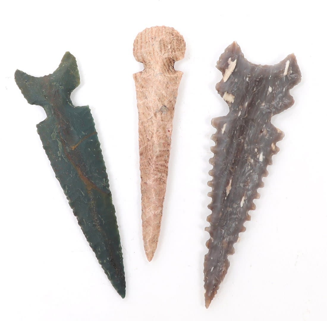 Lot 36 – Trio of Hand Knapped Native American Arrowhead Points ...