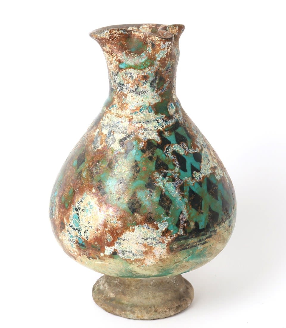 Lot 225 – Ancient Iridescent Islamic Nishapur Turquoise Glaze Pitcher ...