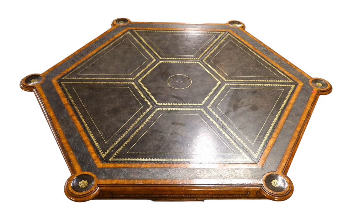 Lot 106 - Theodore Alexander leather top poker game table | South ...