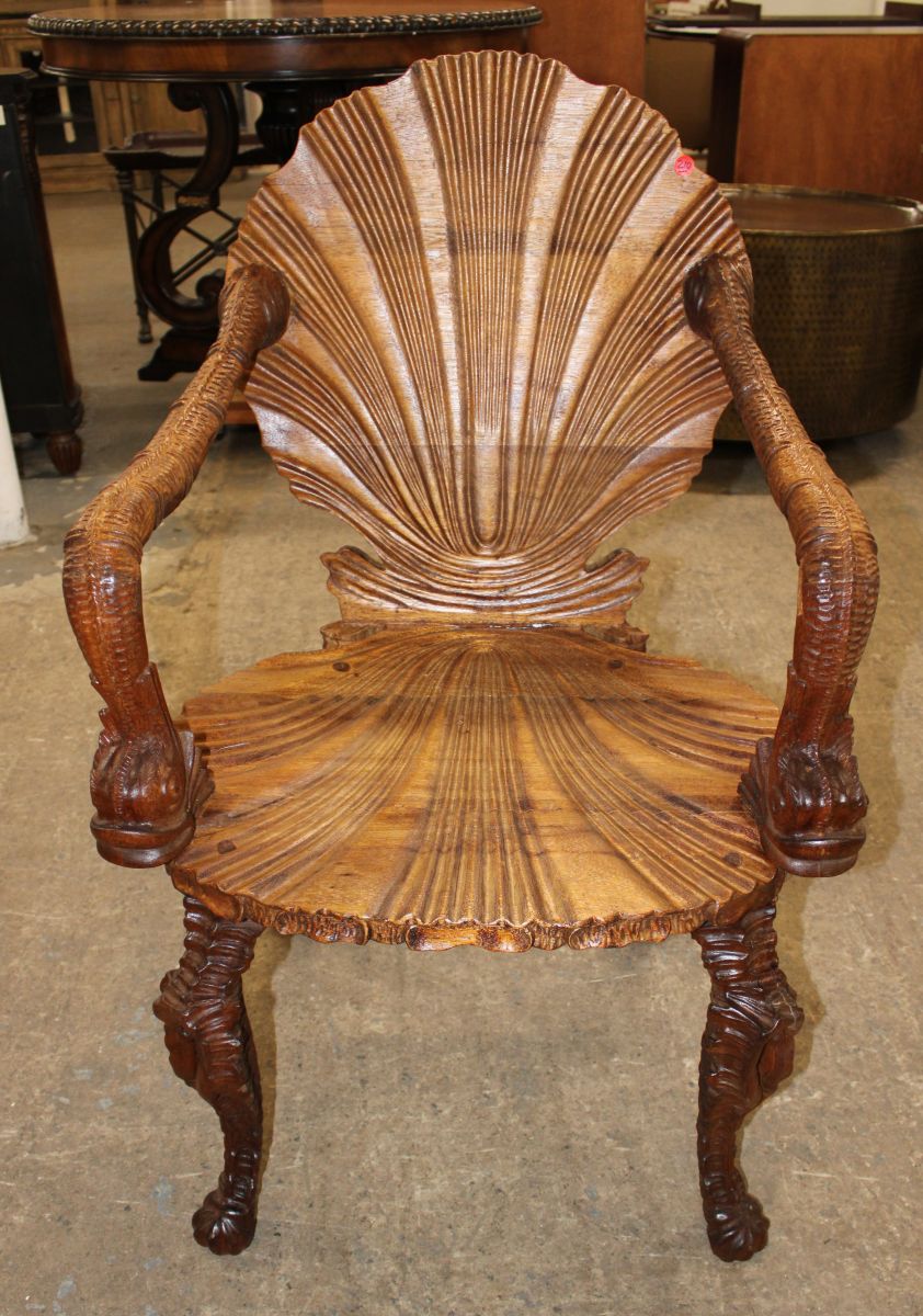 Lot 210 - Vintage highly hand carved shell back arm chair | South ...