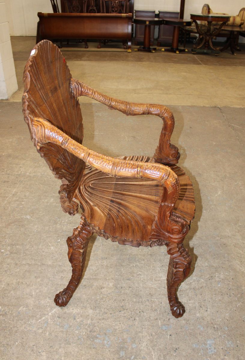 Lot 210 - Vintage highly hand carved shell back arm chair | South ...