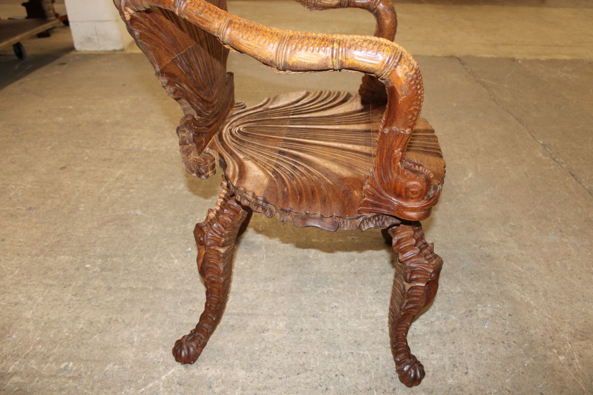 Lot 210 - Vintage highly hand carved shell back arm chair | South ...