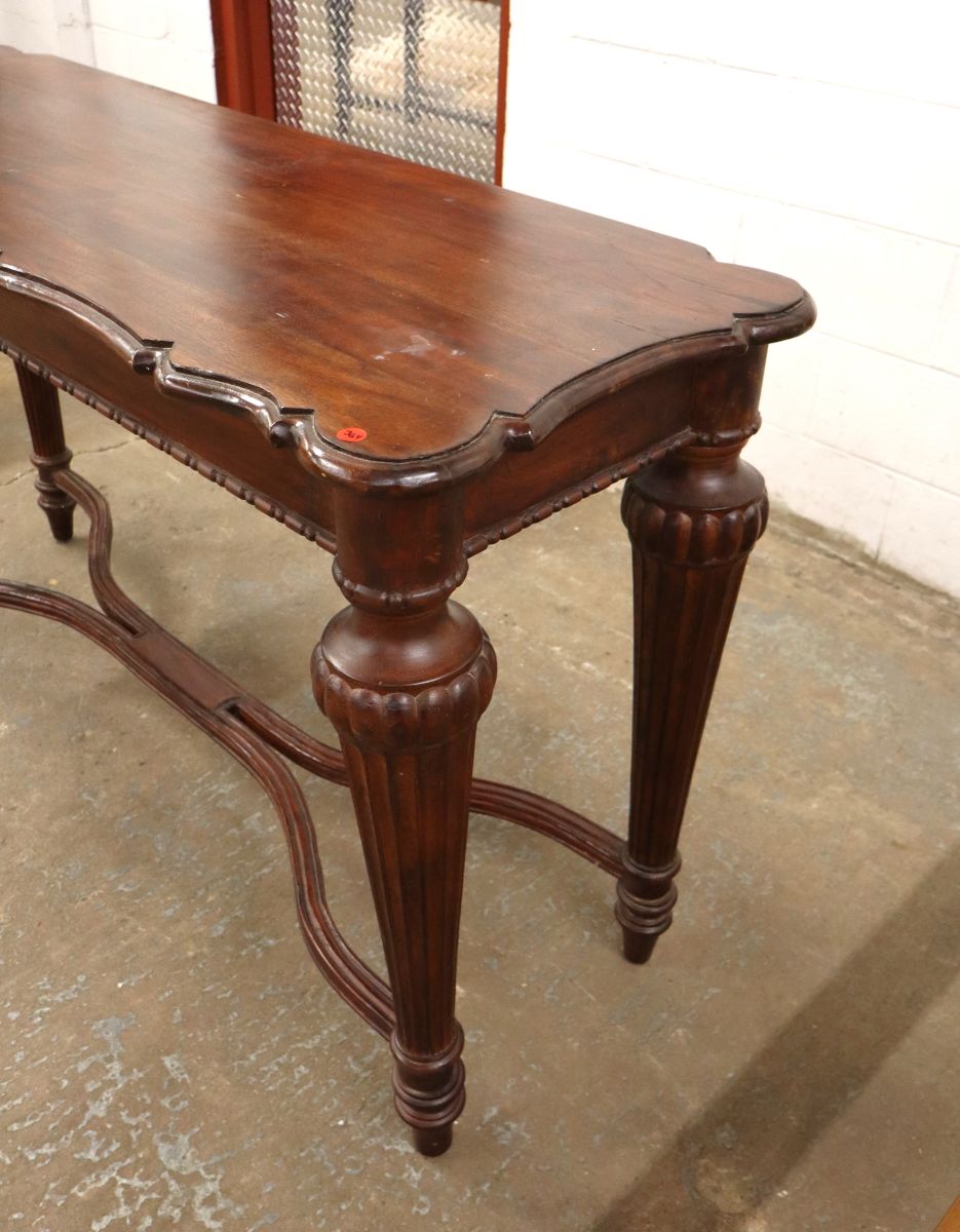 Lot 364 - Solid mahogany carved console table, match lot #365 | South ...