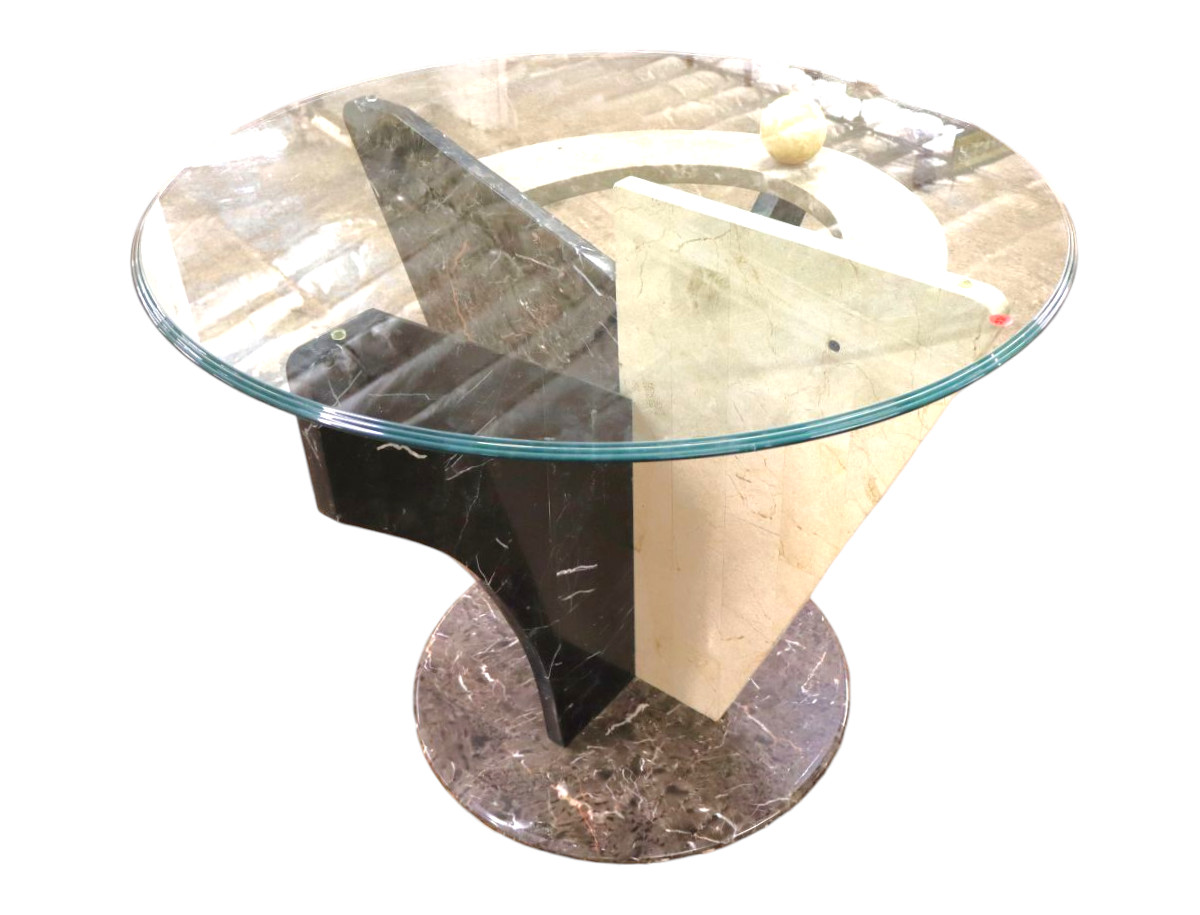 Lot 371 - Ultra modern marble and glass art deco style center table ...