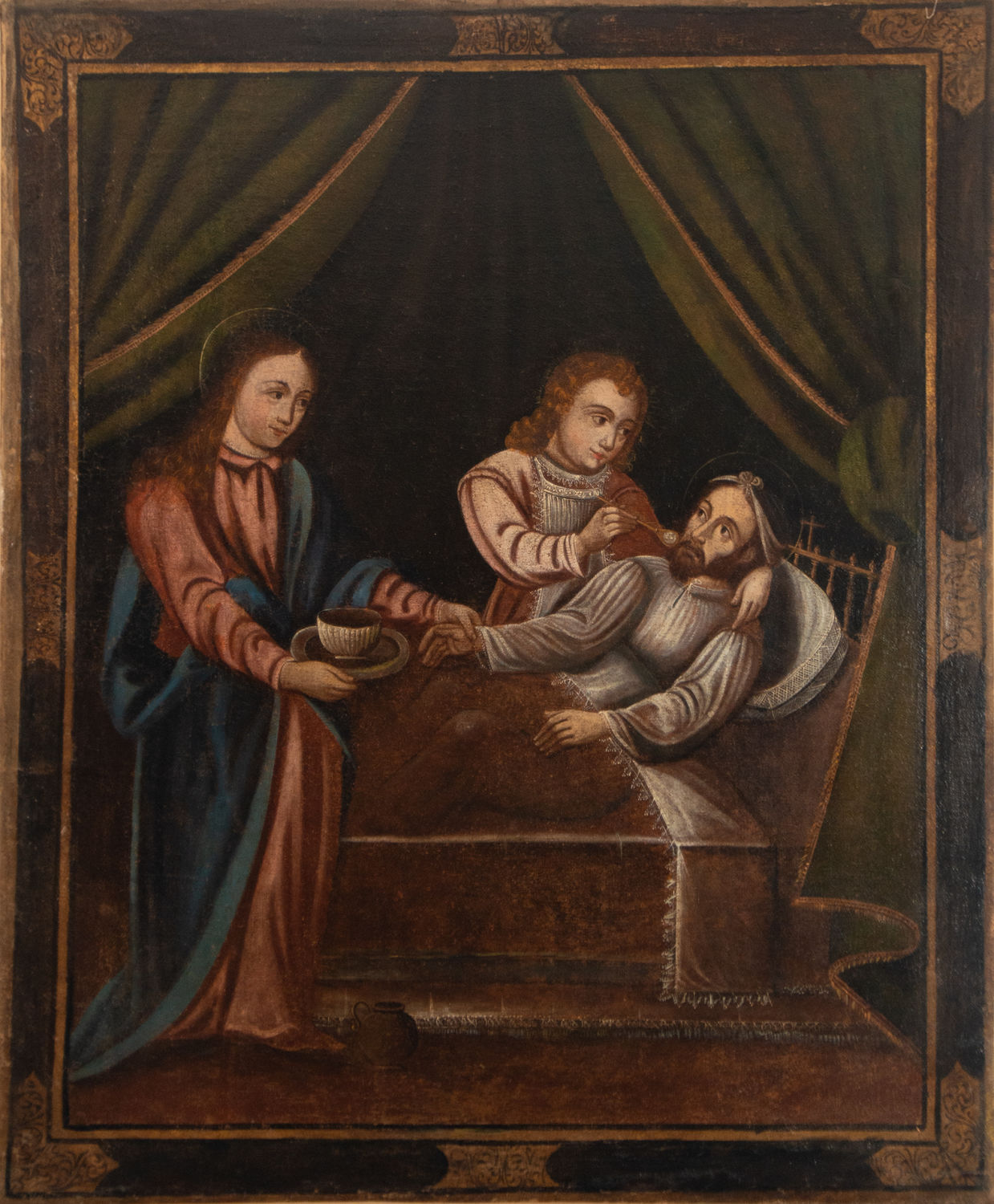 María Curando al Enfermo, escuela colonial Cuzqueña, Virreinato del ...