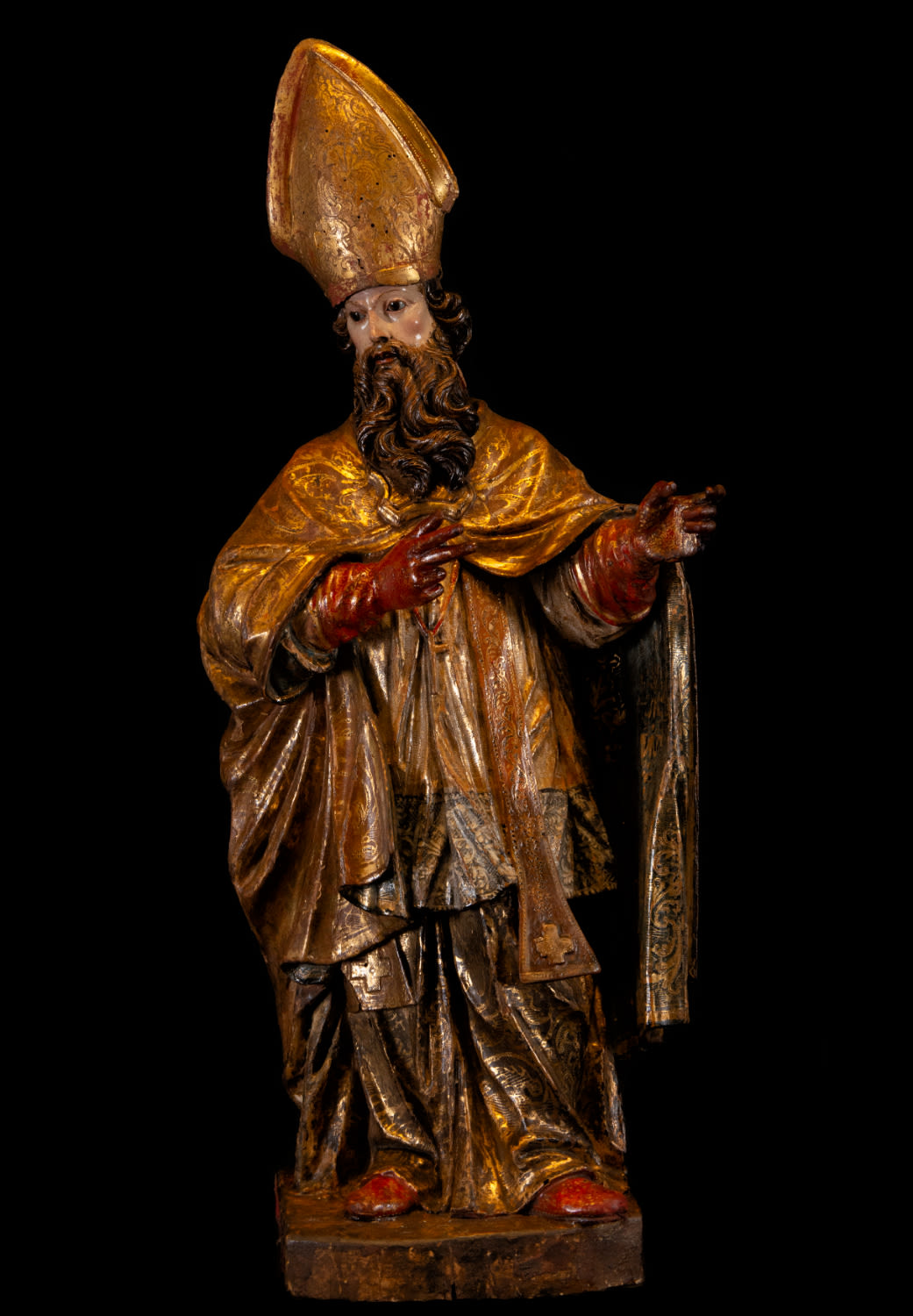 Importante Escultura de San Agustín de Hipona policromado, siglo XVII ...