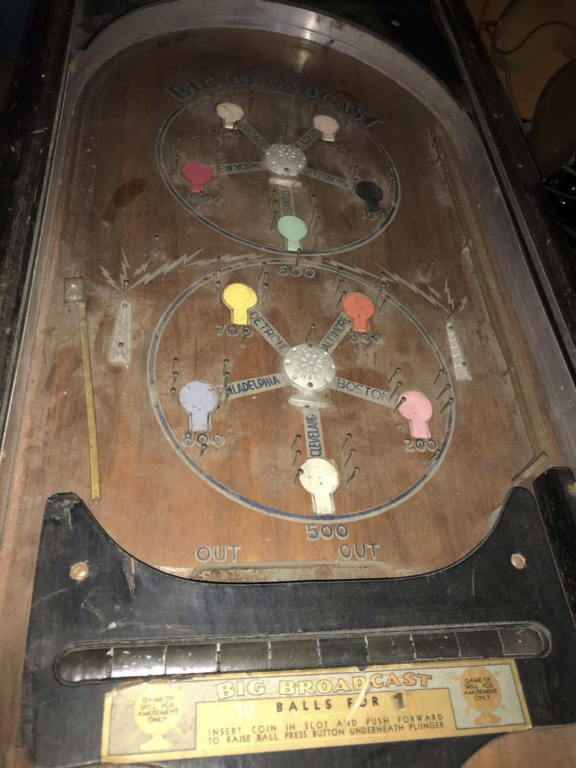 Lot 129 - Early Pinball Game Measures 38 inches long by 17 inches wide ...