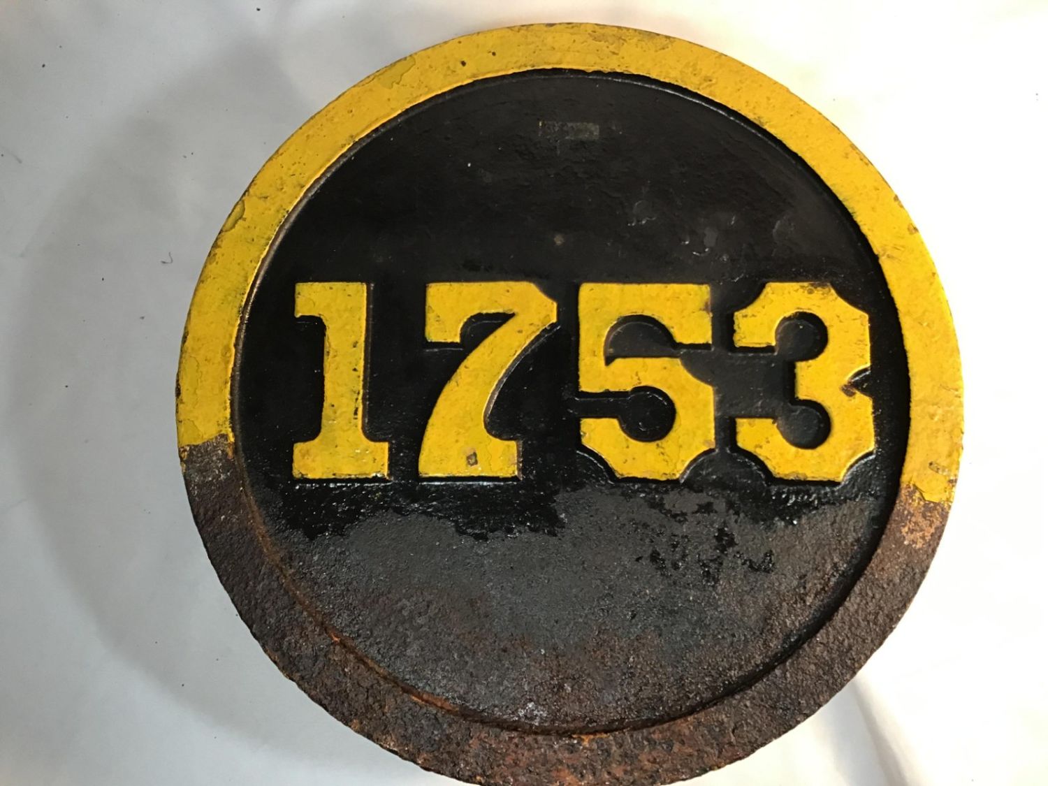 Lot 38 - Vintage cast-iron number 1753 Pennsylvania railroad I -1 sign ...