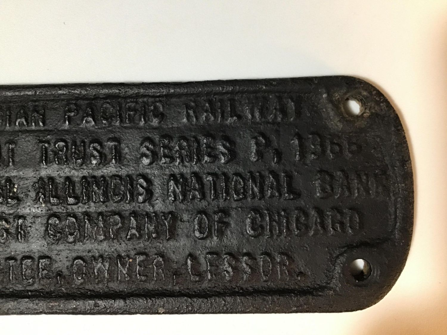 Lot 61 - Vintage cast-iron Canadian pacific railroad equipment plaque ...