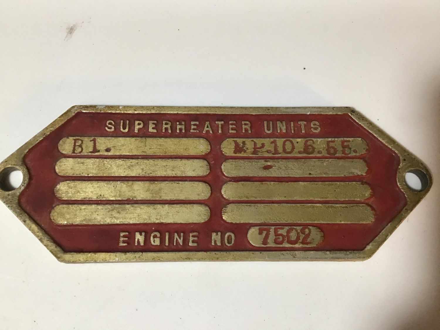 Lot 88 - Vintage railroad plaque engine number 7502, This piece is 7 1/ ...