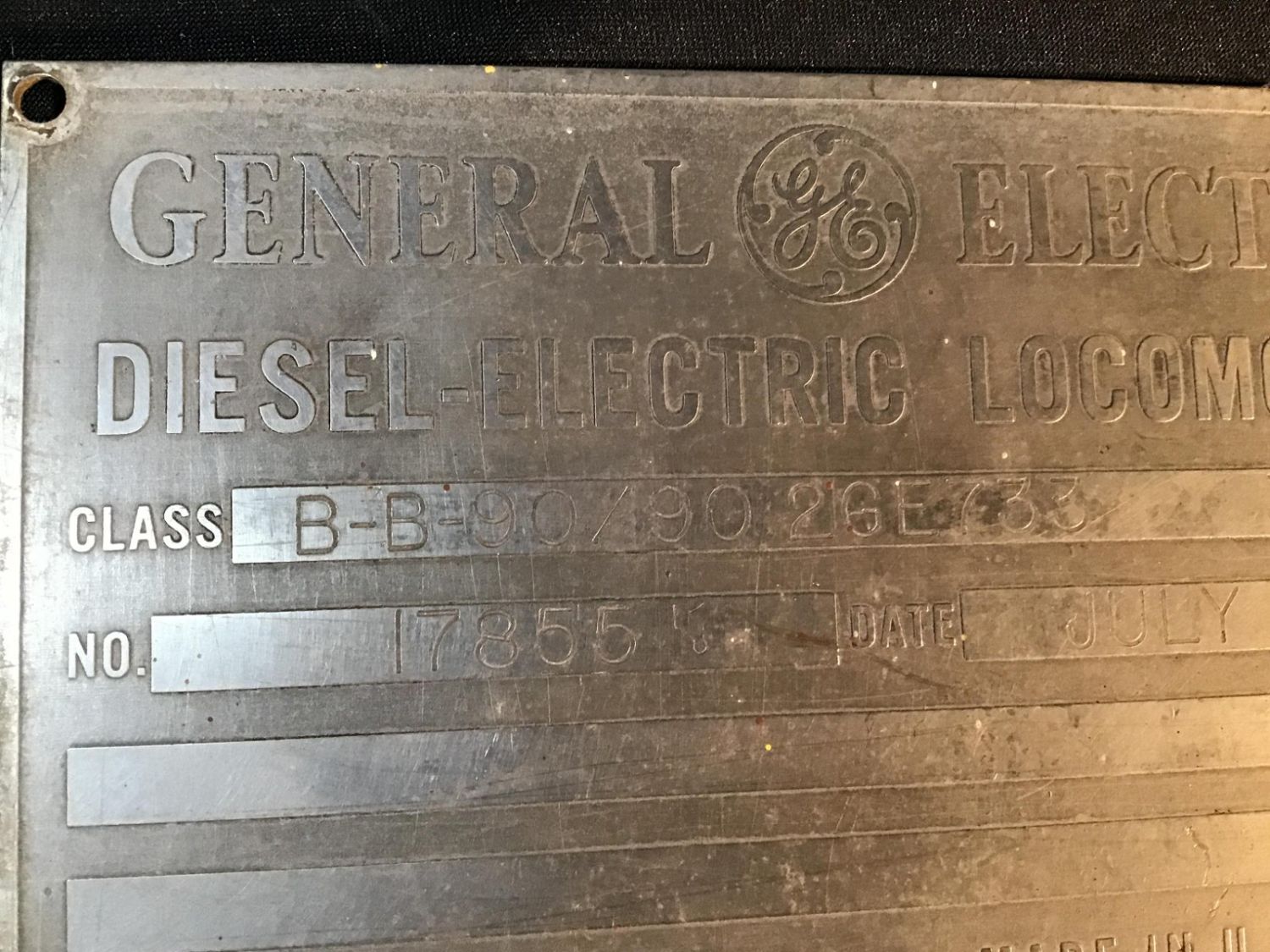 Lot 109 - Vintage locomotive General Electric plaque 1943, 8 inches ...
