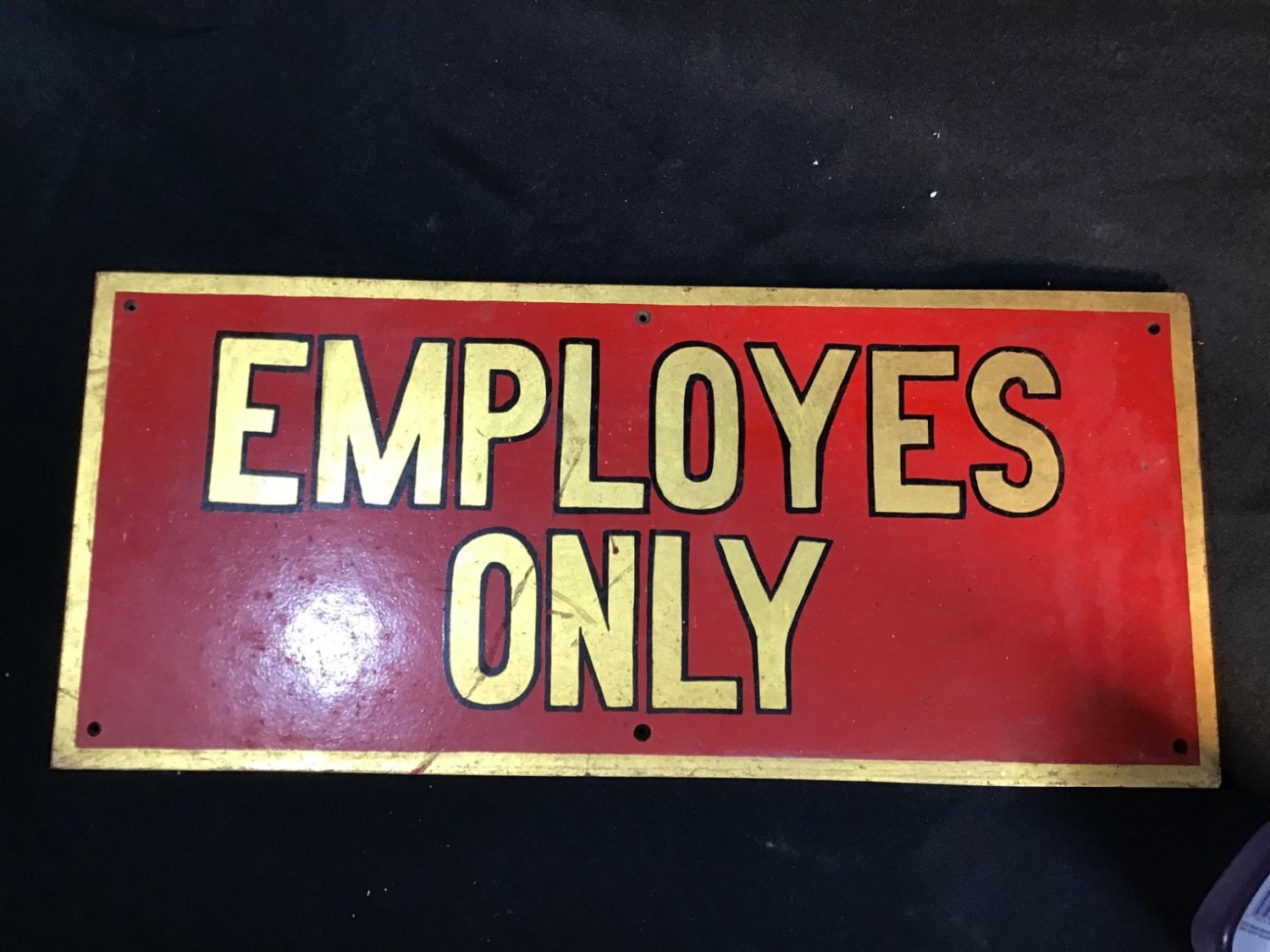 Lot 111 - Pennsylvania railroad employees only sign measures 20 inches ...