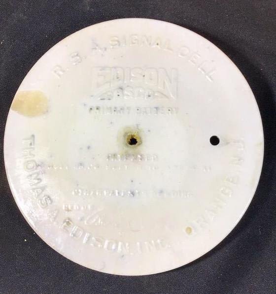 Lot 110 - Edison Primary Battery Railroad Porcelain Cap Chip Left side ...