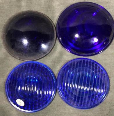 Lot 145 - 4 Vintage Railroad Blue Glass Lens . | The Lodge Auction House