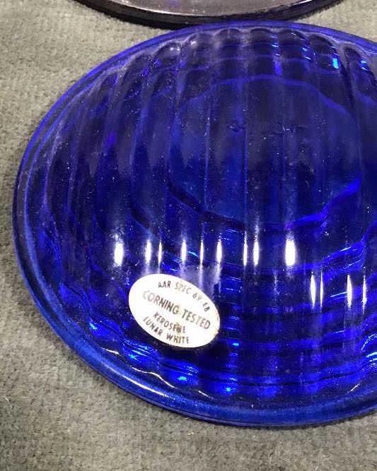 Lot 145 - 4 Vintage Railroad Blue Glass Lens . | The Lodge Auction House