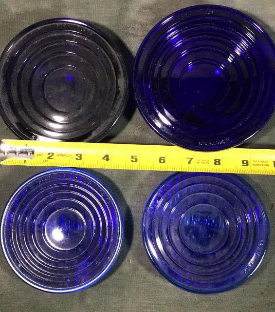 Lot 145 – 4 Vintage Railroad Blue Glass Lens . – The Lodge Auction House