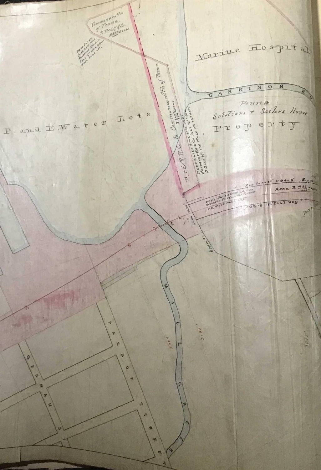 Lot 1 - RARE: Hand Quilled & Draw Railroad Deeds Maps (2) Parts H 17 1/ ...