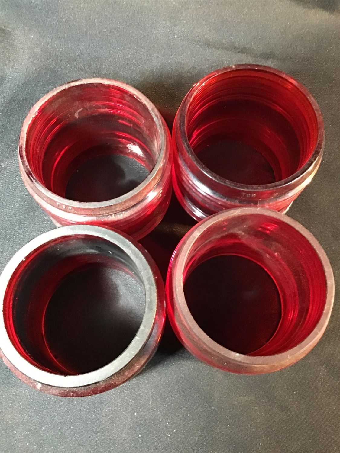 Lot 101 - Vintage Red Glass Lantern Lens (4) . | The Lodge Auction House