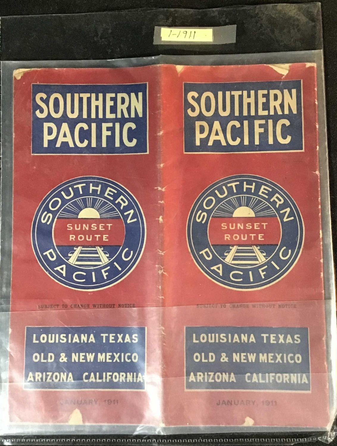 Lot 104 - Vintage Southern Pacific Railroad Timetable 1911 . | The ...