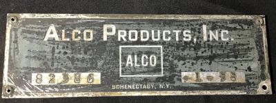 Lot 234 - 1958 Alco Railroad Sign # 82386 . | The Lodge Auction House