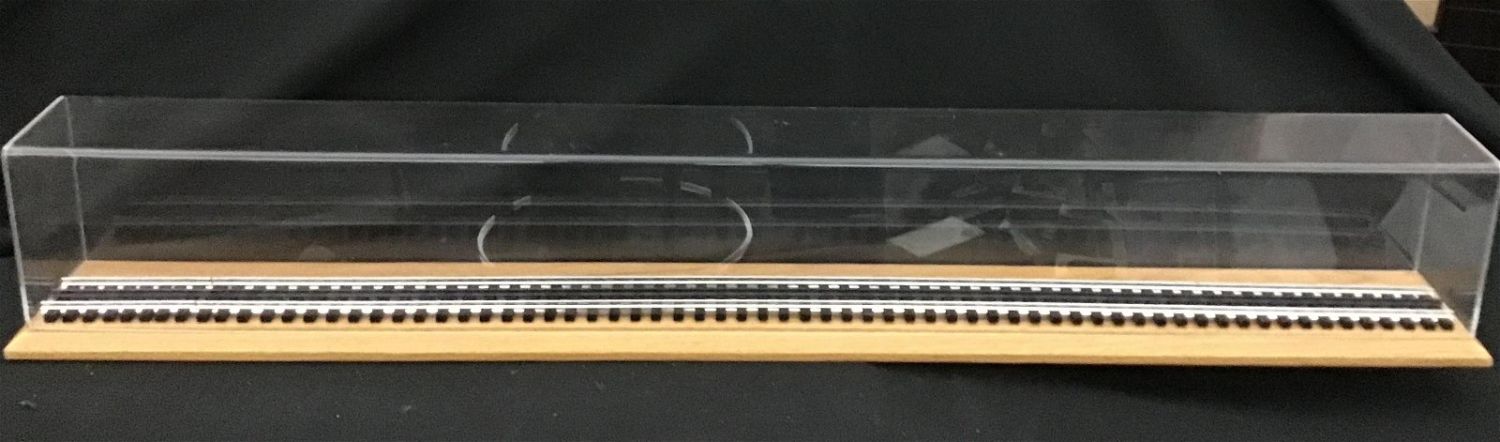 Lot 300 - Train Oak Base Plexiglass Top Display Case 43â€ long Depth 5â ...