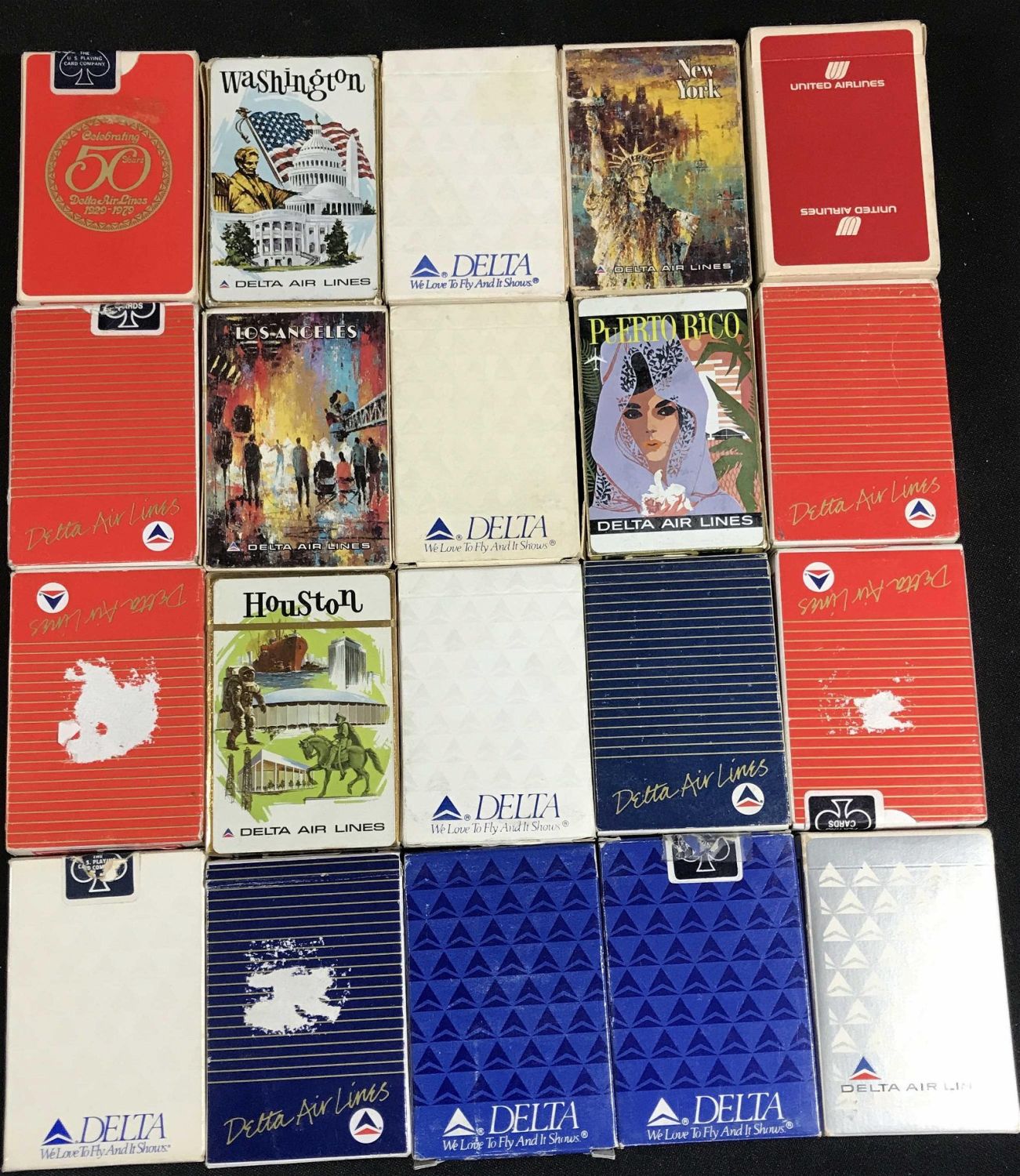 Lot 40 - Delta Airlines Playing Cards - 20 packs with destinations ...
