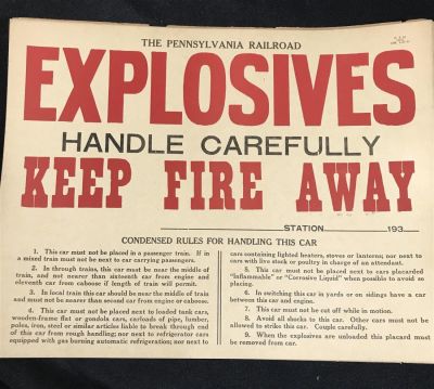 Lot 57 - Pennsylvania Railroad Explosive Warning Signs (5) Each ...