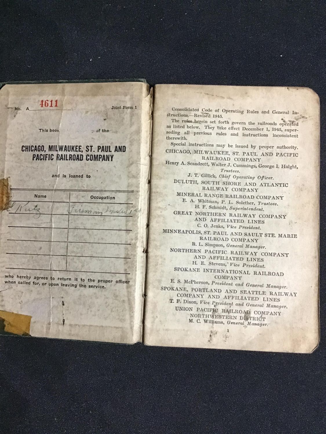 Lot 121 - 1945 Consolidated Code of Operating Rules And general ...
